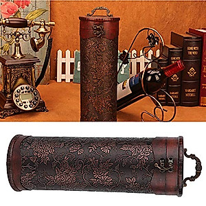 Red Wine Gift Storage Box 34cm Single Bottles Wooden Retro Decorative Carrying Case Round Barrel With Handle for Birthday Party Wedding Anniversary Celebrations