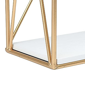 Main + Mesa Wood and Gold Rectangle Wall Shelf