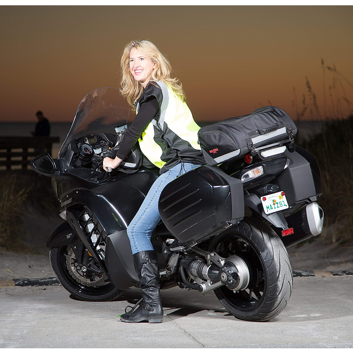 Badass Moto Hi Vis Vest Reflective Motorcycle Vests For Men - Zipper Front & Pocket For Bikers, ATV, Hunting, Cycling, Military, Motorcycle Safety Gear, Yellow Size 3XL Can Be Worn Over 2XL + Jackets