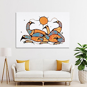 Loon Family by Norval Morrisseau Prints Poster Wall Art Picture Painting Poster Canvas Print Posters Artworks Bedroom Living Room Decor 12x18inch(30x45cm)