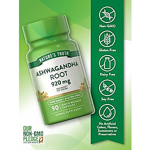 Nature's Truth Ashwagandha Capsules | 920 mg | 90 Count | Non-GMO & Gluten Free Supplement