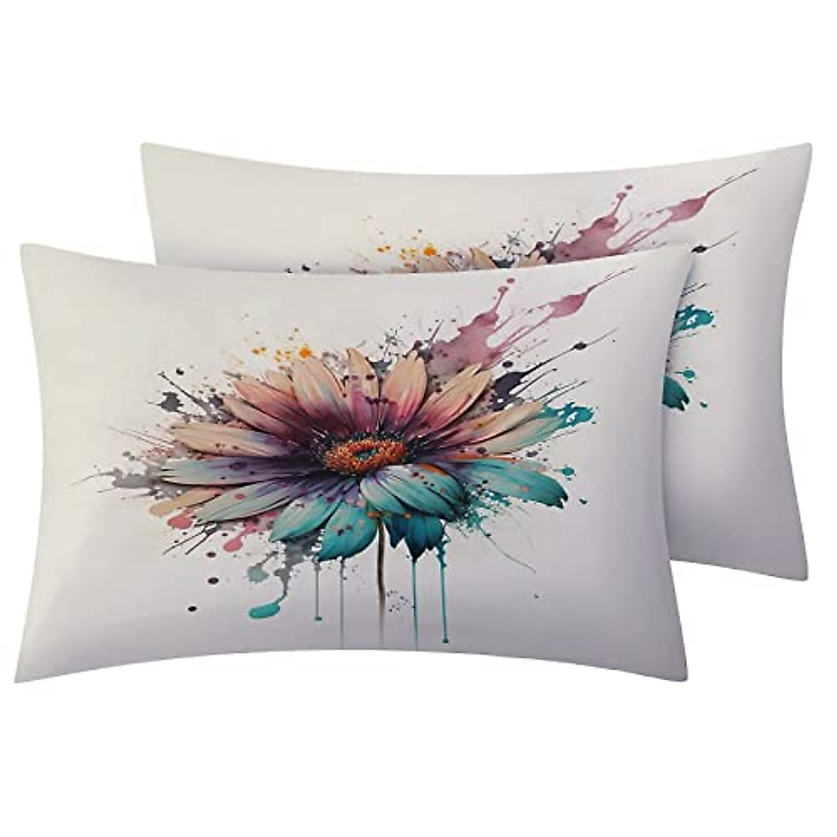 NOGAWA Flower Sheets Full Size, Floral Plant Bed Sheets, Patterned Bedding Sheets & Pillowcases 4 Piece Set - Soft Microfiber Deep Pocket Fitted Sheet & Flat Sheet & 2 Pillow Cases