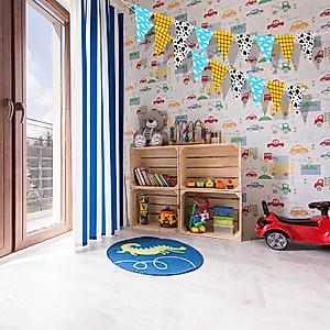 4pcs Cartoon Story Party Banner, Themed Birthday Banner Baby Shower Party Decor Blue Yellow Red Toy Themed Birthday Banner for Kids Birthday Baby Shower Decorations