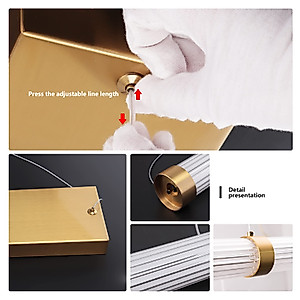 Modern Chandelier Gold LED Pendant Light, Adjustable Gold Linear Chandeliers, Dimmable Island Light, Easy Install Hanging Light Fixture,Ceiling Light for Office Dining Room Kitchen Bedroom Living Room