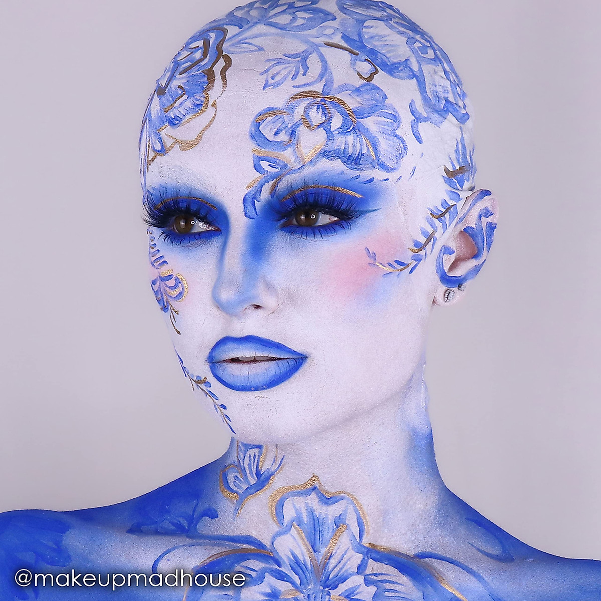 Mehron Makeup StarBlend Cake Makeup | Wet/Dry Pressed Powder Face Makeup | Powder Foundation | Blue Face Paint & Body Paint 2 oz (56g)