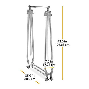 Whitmor Foldable Garment Rack - Rolling Clothes Hanger - Adjustable Height