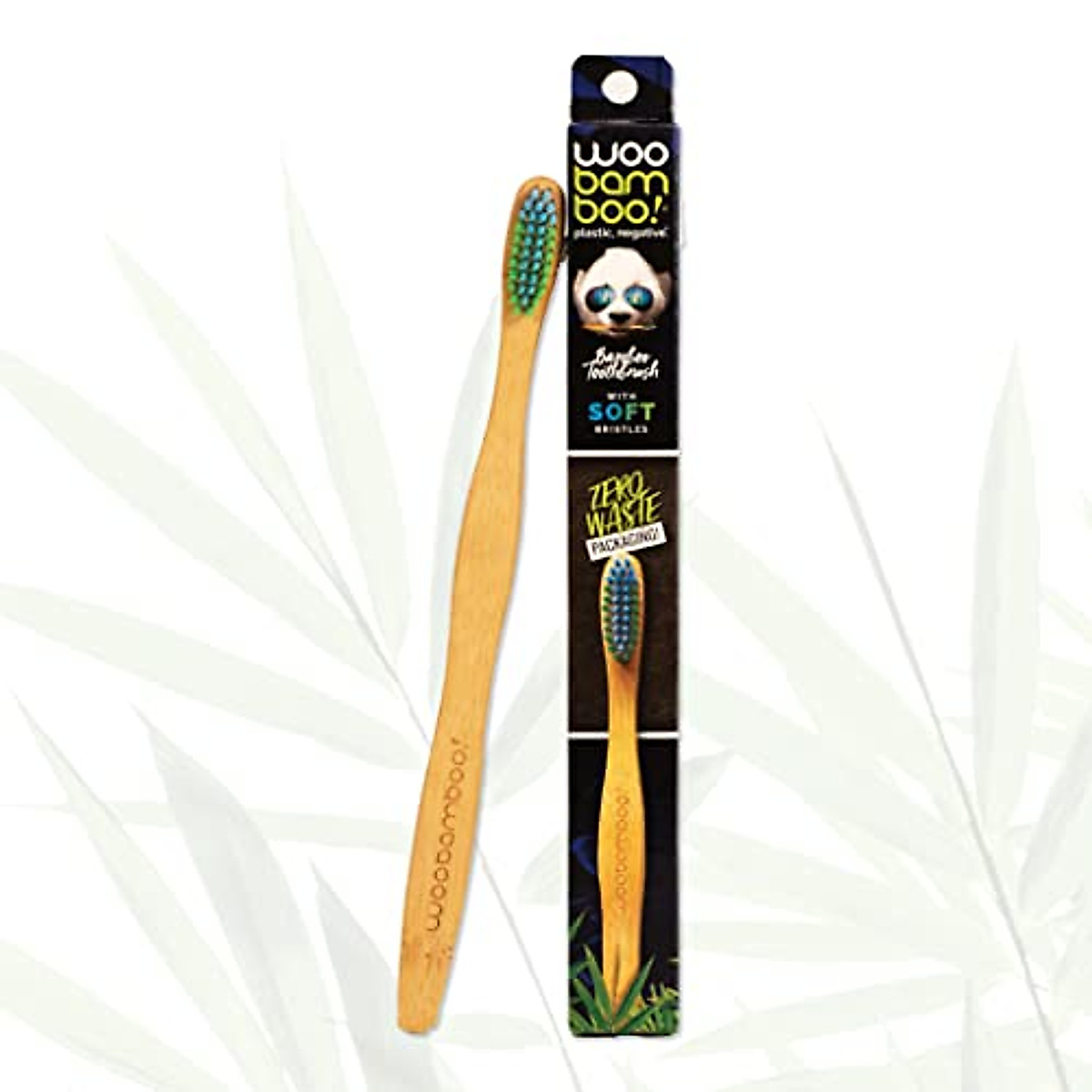 Woobamboo Bamboo Toothbrush 4 Pack - Adult - Soft BPA Free Nylon Bristles - Biodegradable, Compostable, Vegan