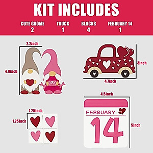 Valentines Day Decor-8PCS Valentines Day Decorations for The Home-Wooden Sign,Cute Gnome,Love Heart Blocks for Farmhouse Tiered Tray Decor and Table Decor