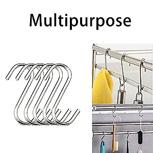 LUNKUIVY 120 Pack 2.8 Inch S Hooks Stainless S Shaped Hooks Heavy Duty for Hanging Pans and Pots, Coffee Cups, Clothes, Plant, Silver