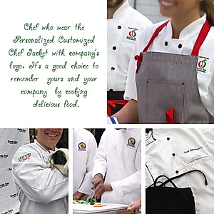 YOWESHOP Add Your Own Custom Text Name Personalized Message or Image Printing on Chef Jacket Hotel Kitchen Restaurant Chef Coat(Black Medium)