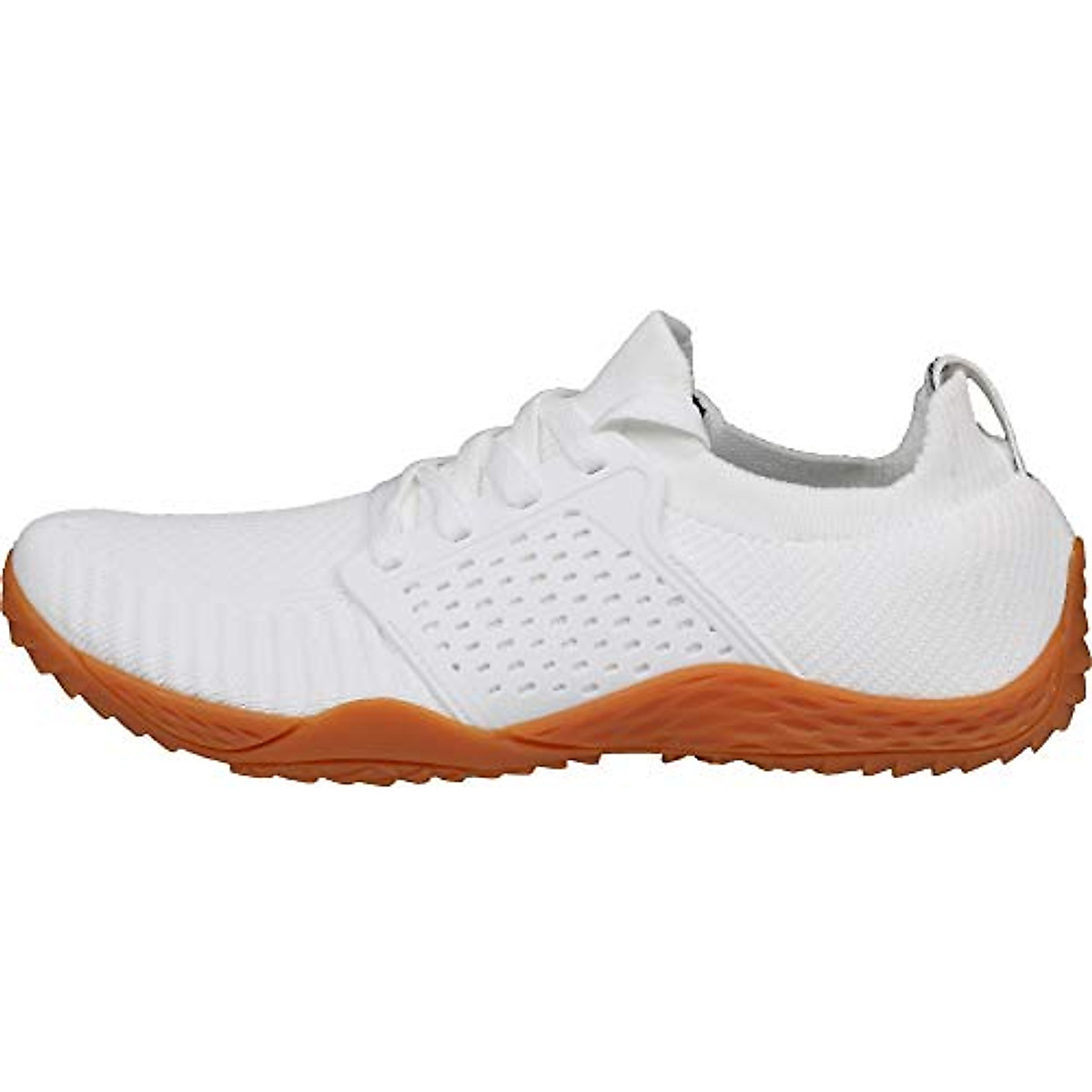 WHITIN Women's Low Zero Drop Shoes Minimalist Barefoot Trail Running Camping Size 7.5-8 Wide Toe Box Lady Fitness Lightweight Sneaker White/Gum 38