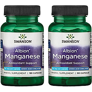 Swanson Albion Chelated Manganese 10 Milligrams 180 Capsules (2 Pack)