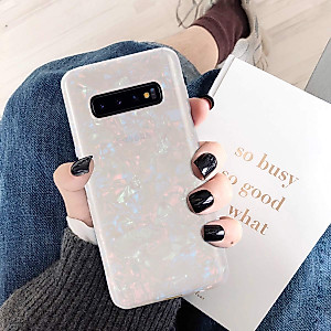 J.west Galaxy S10 Plus Case, Luxury Sparkle Glitter Cute Phone Case Girls Women Pretty Design Translucent Clear Slim TPU Soft Rubber Silicone Cover Protective Case for Samsung Galaxy S10 Plus Colorful
