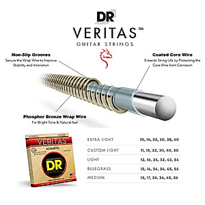 DR Strings Veritas Phosphor Bronze Acoustic Guitar Strings, 12-54 Light (VTA-12)