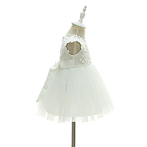 Baby Girl Dress Christening Baptism Gowns Flower Girl Dress, White, 6M