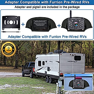 Rohent RV Backup Camera Wireless HD1080P 2 Cameras with 7 Inch Touch Key DVR Monitor Stable Digital Signals Rear View Camera System IP69K Waterproof Pigtail Wire Adapter for Furrion Pre-Wired RVs R8