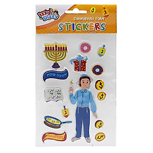 Chanukah Foam Stickers - 4 Pack - Dreidels, Menorahs and More - Hanukah Stationary, Arts and Crafts - Gifts and Games - Izzy 'n' Dizzy