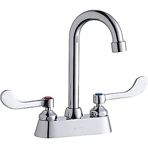 Elkay LK406GN04T4 Centerset Exposed Deck Faucet with 4" Gooseneck Spout and 4" Wristblade Handles, Chrome