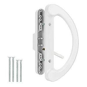 HILLMASTER Patio Sliding Glass Door Handle Replacement Set Mortise Style Reversible Design Non-keyed Sliding Patio Door Handles, White Diecast Finish Fits 3-15/16” Screw Hole Spacing