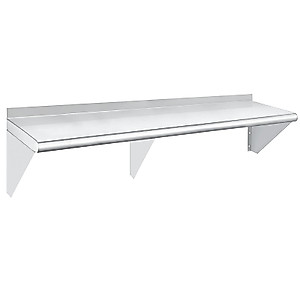 HARDURA Stainless Steel Shelf 12" x 72", 320lb Commercial Shelves Wall Mount Metal Shelving with Backsplash and Brackets for Kitchen, Restaurant, Laundry Room and Home