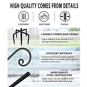 Artigarden Outdoor Shepherd Hooks 92 inch Tall for Bird Feeder (2 Packs), Adjustable Metal Garden Poles for Hanging Plants Solar Light Lantern, Bright Black