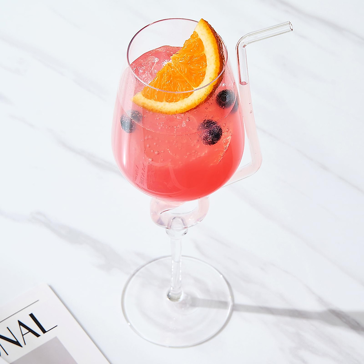 Straw Wine Glass, Spiral Vampire Wine Glass | 16oz | Stemmed Wine Glasses With A Built-In Straw, Creative Cocktail Glassware - Champagne, Gin & Tonic, Juice, Water - Ideal Birthday Cup, Gift, Wedding