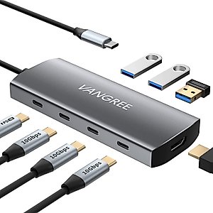 USB C to USB C Hub-3 USB 3.2 Gen 2 Ports with 10Gbps, 4K@60Hz HDMI, 100W PD, 3 USB 3.0 Ports, USB-C Splitter Multiport Adapter for MacBook Pro, iMac, iPad Pro, iPhone 15 (Not Support USB-C Monitor)
