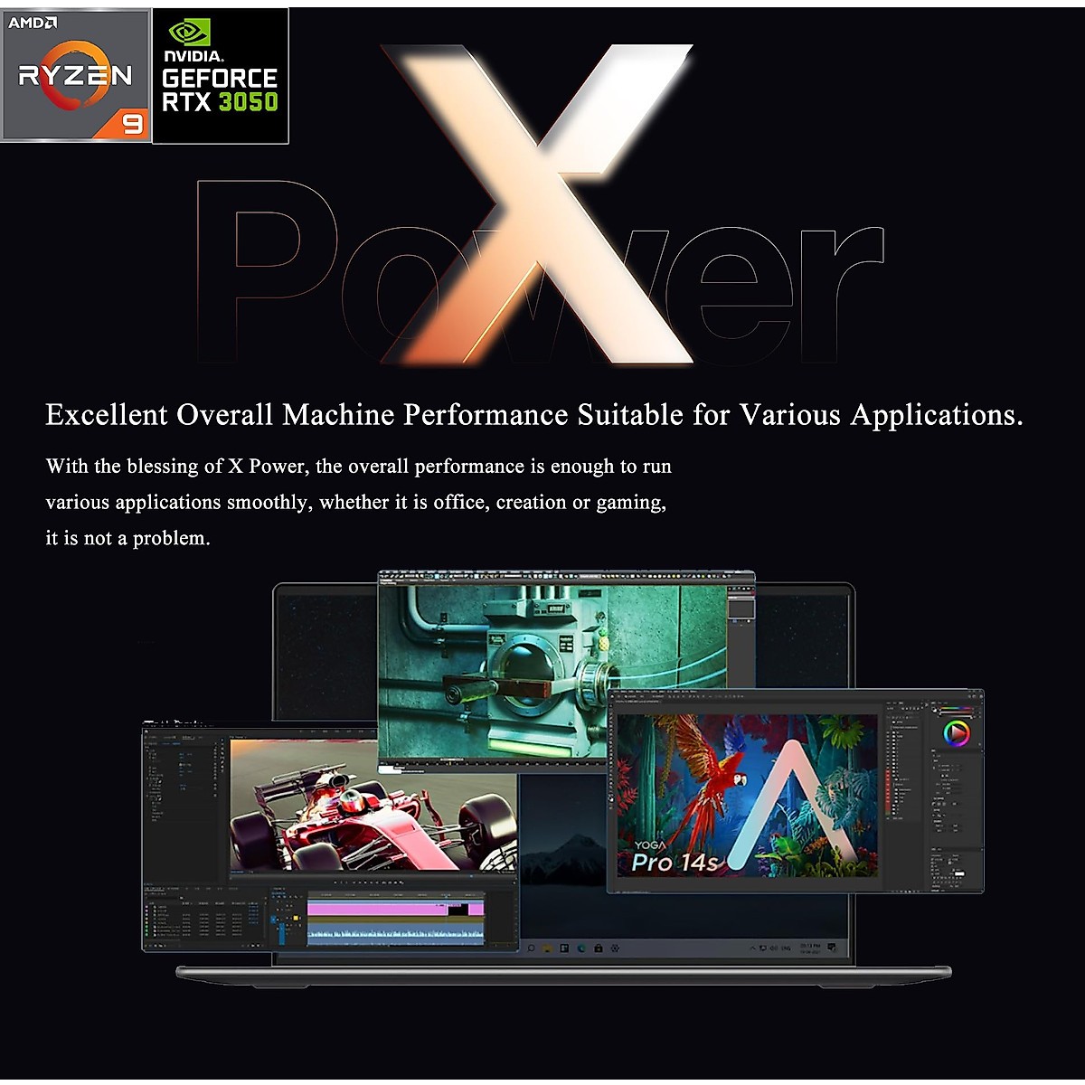 Lenovo Slim 7 Pro X 14.5" 3K 400Nits 120Hz Multi-touch Notebook - TÜV - R9 6900HS - RTX 3050-32GB LPDDR5 6400MHz RAM - Win 11 Pro (32GB RAM | 1TB SSD)