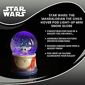 Silver Buffalo Star Wars The Mandalorian The Child Egg Pod Light Up Snow Globe, 55 mm
