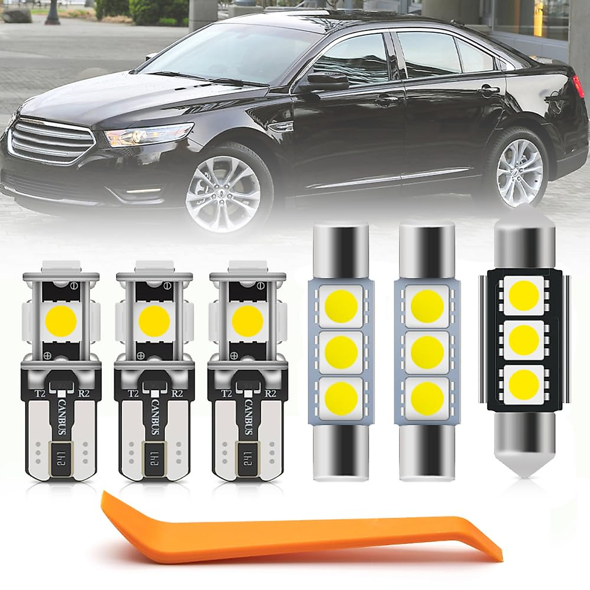 13pcs Interior LED Lights Bulb Kit for Ford Taurus 2010 2011 2012 2013 2014 2015 2016 2017 2018 2019 Map Dome Trunk License Plate Lights LED Interior Light Bulbs Package + Install Tool