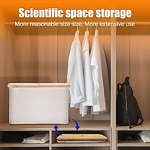 Wooha Toilet Paper Storage,Toilet Paper Organizer for Bathroom,Bamboo Storage Basket,Toilet Paper Organizer Basket，Collapsible Toilet Paper Bucket，Suitable for Bathroom Tissue Storage (White, Large)