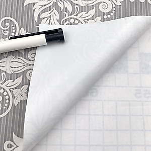 Yifely Gray-White Damask Shelf Liner Peel & Stick PVC Drawer Paper Covering Apartment Old Cabinets Shelves 17.7 Inch by 9.8 Feet Removable Countertop Decor