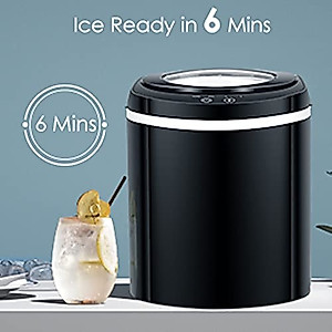 TRUSTECH Ice Makers Countertop, 9 Cubes Ready in 6 Mins, 26lbs in 24Hrs, Self-Cleaning Ice Machine with Ice Scoop and Basket, 2 Sizes of Bullet Ice for Home Kitchen Office Bar Party