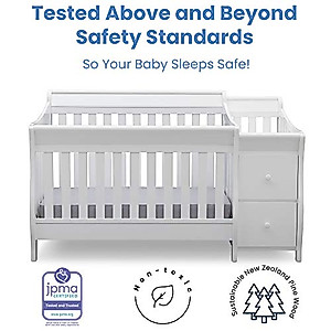 Delta Children Bentley S Convertible Crib N Changer, White + Serta Perfect Slumber Dual Sided Recycled Fiber Core Crib and Toddler Mattress (Bundle)