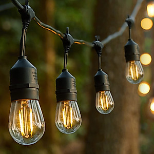 Outdoor String Lights - 48 Feet Connectable Patio Lights with 15 Edison Clear Bulbs, Waterproof UL Listed Heavy-Duty Commercial Grade Hanging Lights for Garden Backyard Porch Balcony Party Decor