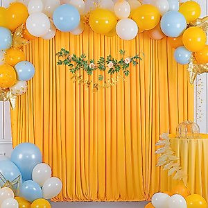 10x10 Marigold Backdrop Curtain for Parties Wrinkle Free Orange Photo Curtains Backdrop Drapes Fabric Decoration for Wedding Birthday Party Baby Shower 5ft x 10ft,2 Panels