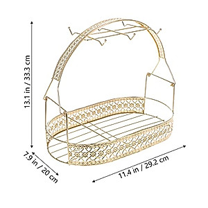 CALLARON Iron Cup Holder Coffee Cup Rack Metal Cup Rack European Style Tea Cup Holder for Cafe Home (Golden)