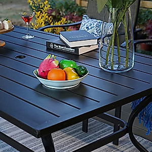 Sophia & William Patio Dining Set 7 Pieces Patio Furniture Aluminium Patio Dining Chairs Stackable with 60" x 38" Patio Dining Table for Outdoor Garden Lawn Pool for All Weather