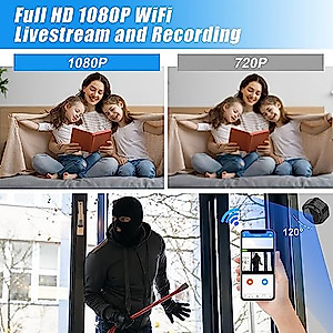 Spy Hidden Cameras 1080P HD Smallest Wireless Security Cameras Mini Battery Portable Nanny Cam Night Vision Motion Alerts Secret Surveillance Little Cameras for Indoor/Home