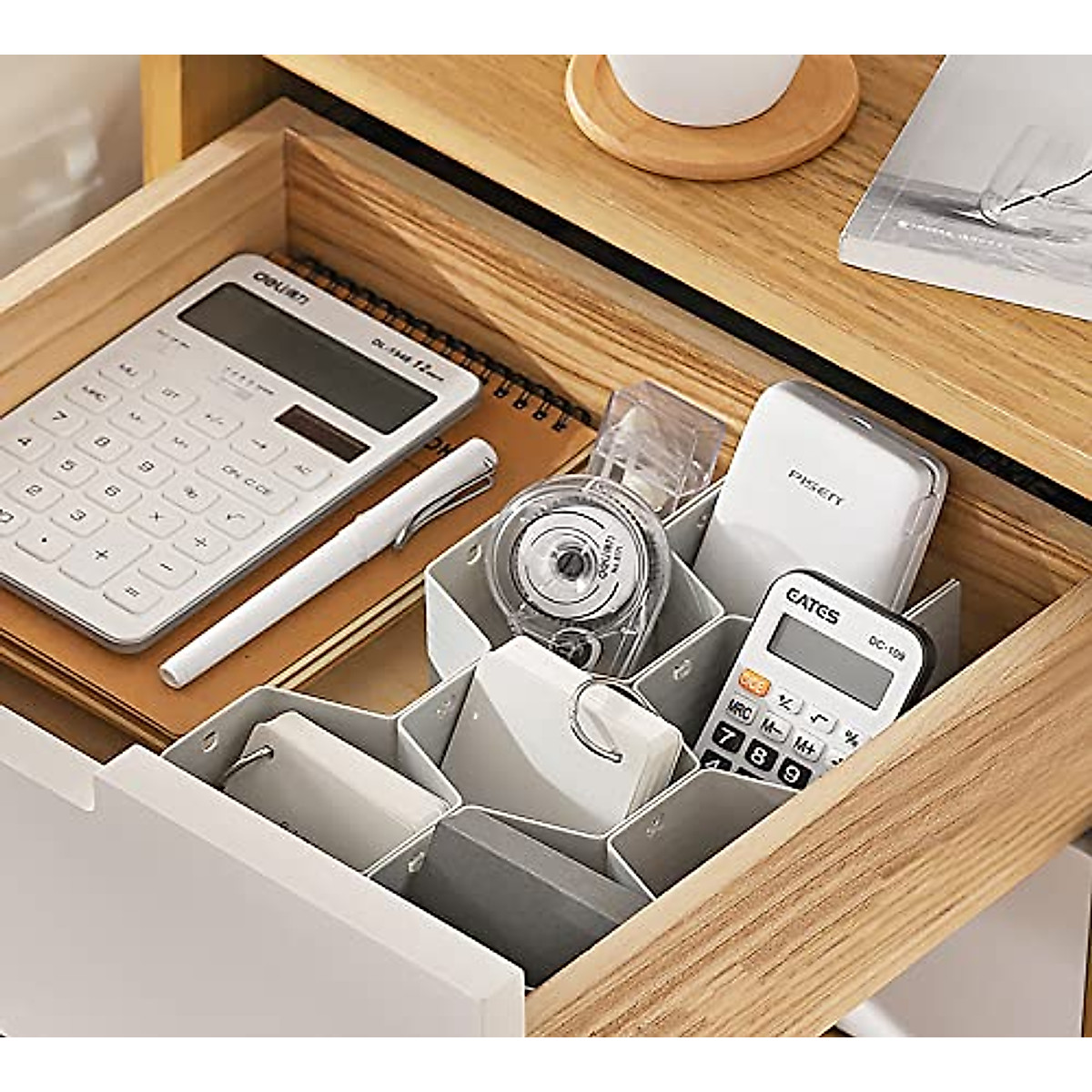 Honeycomb Adjustable Drawer Organizer for panties underwear socks compartment drawer storage plastic finishing box lattice Drawer divider 8 pieces（GREY)