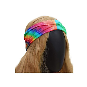 SAE99 Rainbow Tie-Dye Headband, Soft Stretchy Headband One Size Fits All