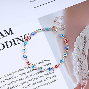 Iaceble Boho Evil Eye Bracelet Colorful Evil Eye Chain Bracelet Turkish Evil Eye Beads Bracelet Lucky Eye Bracelet Jewelry for Women