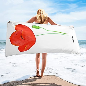 Mr. & Mrs. Panda Beach Towel Poppy - Religion, Sauna, Large, Flower Tendril, Plants, Sauna Towel, Respect, Garden, Gardener, Poppy Flower, Bath Towel, robber's Daughter