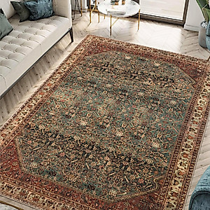 Keen Home Design Machine Washable Area Rugs with Non-Slip Backing, Ideal for Hallway, Living Room, Bedroom, Kitchen and Laundry Room, Vintage Moroccan and Low Pile Rug - (5' x 7')