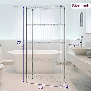 Storage Shelves Metal Wire Shelving Unit, 5-Tier NSF Heavy Duty Height Adjustable Utility Steel Garage Shelving with Leveling Feet, 36" L X 14" W X 72" H Commercial Grade Organizer Shelf Rack, Chrome