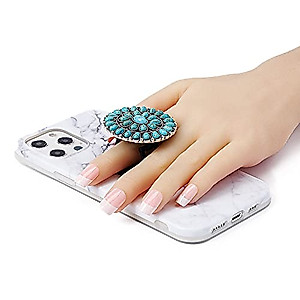 Turquoise Western Phone Grip Teal Marble Stone Phone Holder UYH6
