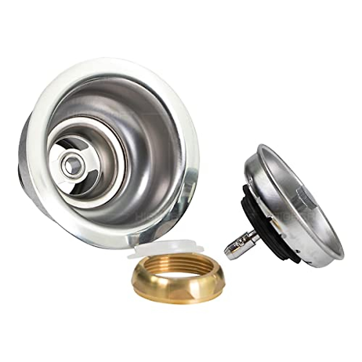 Highcraft 9754 Kitchen Sink (3-1/2 Inch) Stainless Steel Drain Assembly With Strainer Basket and Snaplock Stopper Long Extended Shank (3-3/4 Inch), 1 Count (Pack of 1)