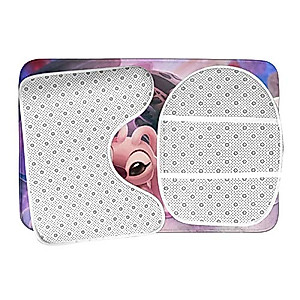 Stitch and Angel Bath Mat 3 Piece Set Anti-Skid Bathroom Carpet Set Soft Pads Bath Mat + Contour Pads + Toilet Lid Cover, Absorbent Carpet Bath and Mat Anti-Slip Pads Set