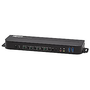 Tripp Lite 4 Port DisplayPort USB KVM Switch, Quad Port DP USB KVM Switch, 4K 60 Hz, HDR, HDCP 2.2, DP 1.4, USB 3.0 Cables, Black (B005-DPUA4)