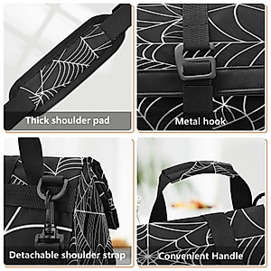 Lunch Bag Cooler Bag Thermal Insulated Men Women Travel School Work Spider Web Black Portable Beach Shoulder Strap
